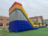 China Inflatable Water Slide PVC Giant Outdoor Land Slide with Pool for Adults Commercial Splash Attraction 0.45mm for sale