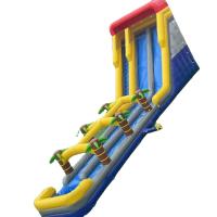 China Inflatable Water Slide PVC Giant Outdoor Land Slide with Pool for Adults Commercial Splash Attraction 0.45mm for sale