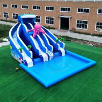 China Custom Inflatable Water Slide with Pool 2 Lane Ocean Theme for Commercial Events for sale
