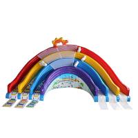 China Adult Summer Rainbow PVC Inflatable Water Slide Park 15m 500kg Capacity for Kids Water Games for sale