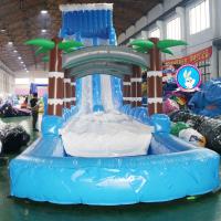 China Long Double-lane Pool Water Slide Inflatable Water Slide for sale