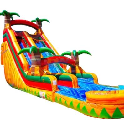 China Commercial Durable Inflatable Water Slide with Pool 0.55mm PVC 500kg Capacity for sale
