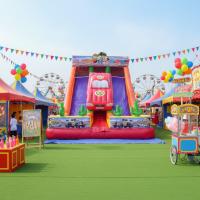 China Commercial Double Lane Inflatable Water Slide Race Car with Pool 5-10 Person Capacity for sale