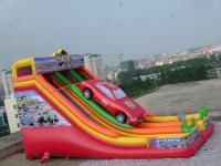China Commercial Double Lane Inflatable Water Slide Race Car with Pool 5-10 Person Capacity for sale