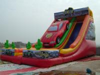 China Commercial Double Lane Inflatable Water Slide Race Car with Pool 5-10 Person Capacity for sale