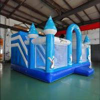 China Inflatable Penguin Bounce House Slide Combo Blue Theme Kids Castle 10ft x 8ft Commercial Playground for sale