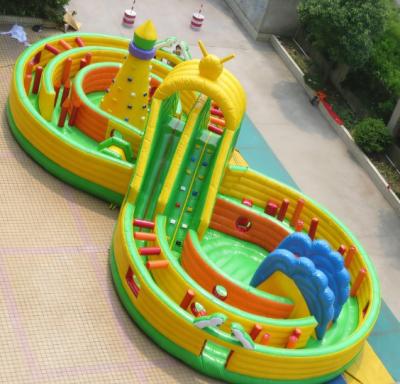 China Commercial Inflatable Bounce House with Slide Obstacle Course 17x8m PVC for 35 Kids for sale