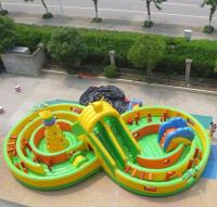 China Commercial Inflatable Bounce House with Slide Obstacle Course 17x8m PVC for 35 Kids for sale
