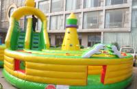 China Commercial Inflatable Bounce House with Slide Obstacle Course 17x8m PVC for 35 Kids for sale