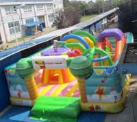 China Custom Tropical Inflatable Bounce House Slide Combo 12ft Kids Party Castle Outdoor Rental Playground for sale