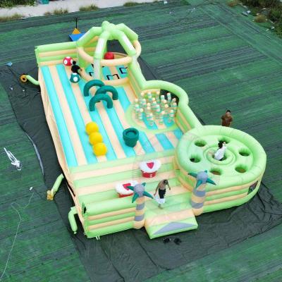 China Commercial Inflatable Obstacle Course Playground 14.2x8.7x3.3m Custom Fun City for Kids Amusement Park for sale