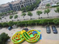 China Commercial Inflatable 8 Shape Barrier Slide Castle Obstacle Course Playground Equipment 5m for sale