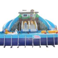 China Custom Inflatable Water Slide with Swimming Pool 0.55mm PVC 500kg Capacity for sale