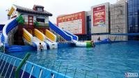China Custom Inflatable Water Slide with Swimming Pool 0.55mm PVC 500kg Capacity for sale