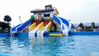 China Custom Inflatable Water Slide with Swimming Pool 0.55mm PVC 500kg Capacity for sale