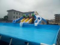 China Custom Inflatable Water Slide with Swimming Pool 0.55mm PVC 500kg Capacity for sale