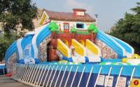 China Custom Inflatable Water Slide with Swimming Pool 0.55mm PVC 500kg Capacity for sale
