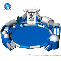 China Custom Winter Theme Inflatable Land Water Park with 12ft Round Splash Pool Polar Bear Slide Igloo Tunnel for sale