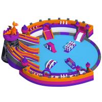 China Inflatable Water Slide Park with Splash Pool 0.45mm PVC Tarpaulin Outdoor Kids Play Center for sale