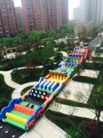 China Commercial Inflatable Obstacle Course 50m x 4m Water Slide Combo with Safety Certification for sale