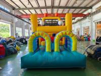 China Custom Inflatable Obstacle Course 50m with Climbing Slides Tunnels Racing Lanes for Outdoor Team Building Events for sale
