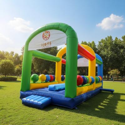 China China Factory Outdoor Inflatable Interactive Adult Sport Game 12x4m Custom Size Bouncer Mat Obstacle Course for sale