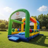 China China Factory Outdoor Inflatable Interactive Adult Sport Game 12x4m Custom Size Bouncer Mat Obstacle Course for sale