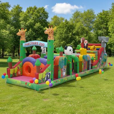 China Custom Giant Inflatable Obstacle Course 30m x 4m Commercial Bounce House Playground for sale