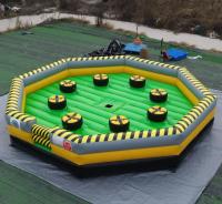 China Outdoor Inflatable Meltdown Wipeout Game 7x7x1.3m PVC Mechanical Sweeper for Kids Adults for sale