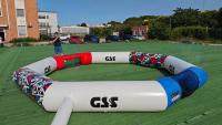 China Custom Inflatable Soccer Field Portable Football Arena 10x5m Enclosed Boundary Goal Sections Logo Printing School Club Event for sale