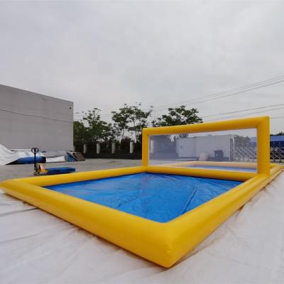 China Large Inflatable Water Sports Arena UV Resistant 8x4m with Safety Netting for Hotel Resort Events for sale