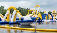 China Inflatable Floating Water Park 0.9mm PVC Custom Size Obstacle Course for Water Sports for sale