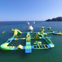 China Modular Inflatable Water Park 50m² Floating Obstacle Course with Slides and Climbing Platforms for Lake Resort for sale