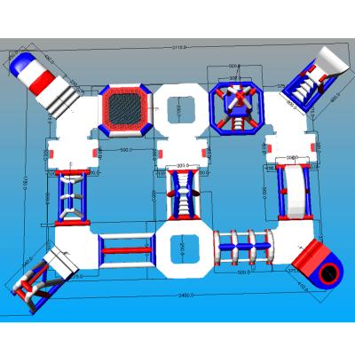China Inflatable Water Obstacle Course Park 20m Customizable Floating Water Park for Adults for sale