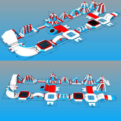 China 45m Long Inflatable Floating Water Park Commercial Sea Water Park with 0.9mm PVC Tarpaulin for sale