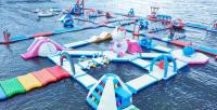 China 45m Long Inflatable Floating Water Park Commercial Sea Water Park with 0.9mm PVC Tarpaulin for sale