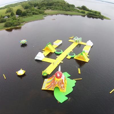 China EN25649 Certified Adult Inflatable Water Park Custom Obstacle Course 0.9mm PVC for sale