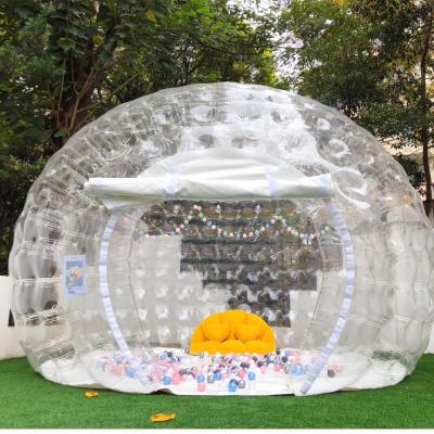 China UV Printed Transparent PVC Bubble Tent 3m 4m 5m 6m with Electric Air Pump for Outdoor Camping for sale