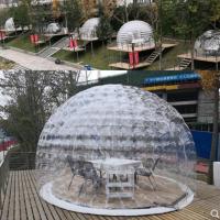 China UV Printed Transparent PVC Bubble Tent 3m 4m 5m 6m with Electric Air Pump for Outdoor Camping for sale