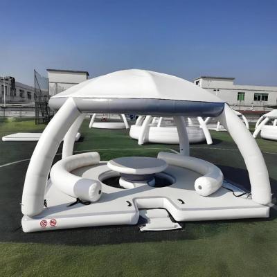 China Wholesale Inflatable PVC Water Park Pontoon Floating Platform Tent Dock Island 500kg Capacity 10 Passengers for sale
