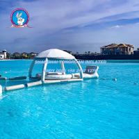 China Wholesale Inflatable PVC Water Park Pontoon Floating Platform Tent Dock Island 500kg Capacity 10 Passengers for sale