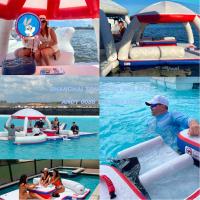 China Wholesale Inflatable PVC Water Park Pontoon Floating Platform Tent Dock Island 500kg Capacity 10 Passengers for sale