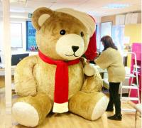 China Inflatable Stuffed Teddy Bear Plush Furry Mascot 420D Oxford Cloth 1.2m for Christmas Decoration for sale