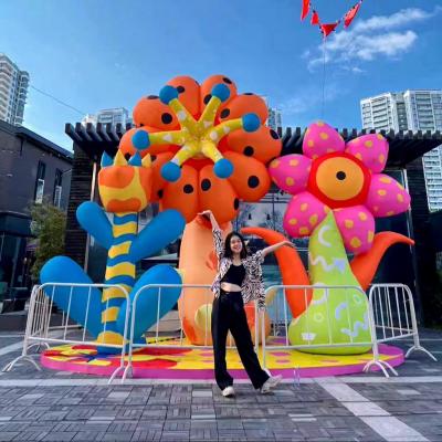 China Custom Inflatable Advertising Display Flower with Lights Decoration for Events Party 2m Height for sale