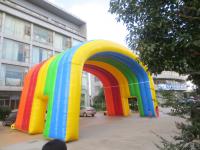 China Customized Colorful Inflatable Tunnel Tent 9x7x6.4m PVC Outdoor Commercial Wedding Exhibition Event Tent for sale