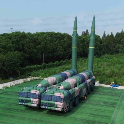 China Large Inflatable DF16 Missile Launcher Vehicle Model for Field Training Visual Simulation and Temporary Deployment for sale