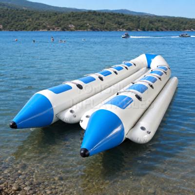 China Inflatable Banana Boat 6 Person Towable Tube with Reinforced Handles for Beach Resort Lake Water Sports Rental for sale