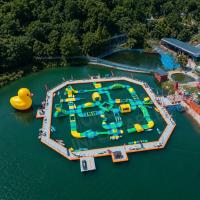 China Custom Floating Inflatable Water Park 200m2 Modular Lake Playground for Resort Commercial Operation for sale