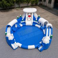 China Custom Winter Theme Inflatable Land Water Park with 12ft Round Splash Pool Polar Bear Slide Igloo Tunnel for sale