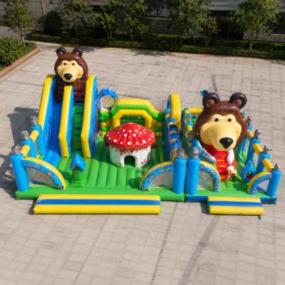 China Custom Inflatable Bear Theme Fun Park with Slide Bounce Combo for Indoor Outdoor Party Rental 12m for sale